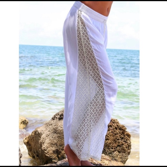 La Moda | Swim | La Moda Palazzo Beach Cover Pants Sm Gauze White ...